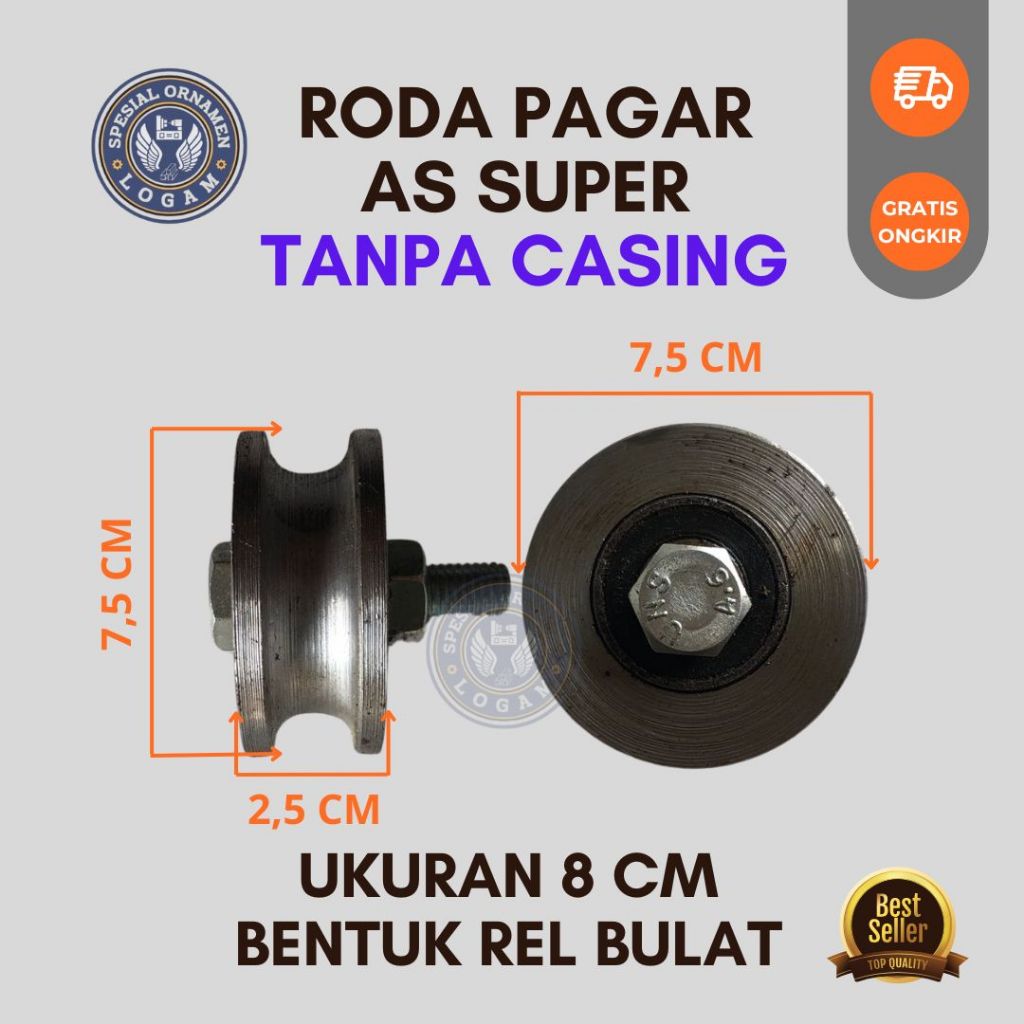 Jual Roda Pagar Besi As Asli Super Tanpa Casing / Roda Only Ukuran 8 Cm ...
