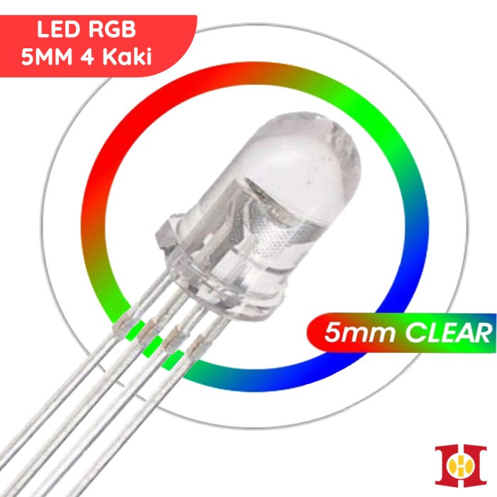 Jual LED 5 MM RGB 4 P Pin Kaki Multi Tri Color Lampu Warna Transparent ...