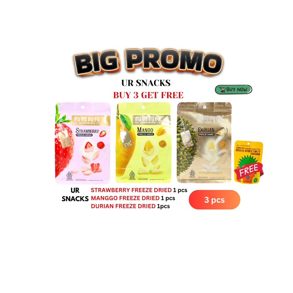 Jual 白象 UrSnacks Freeze Dried Cemilan Viral Snack Keripik Buah Bundle Free Mega Chestnut ...