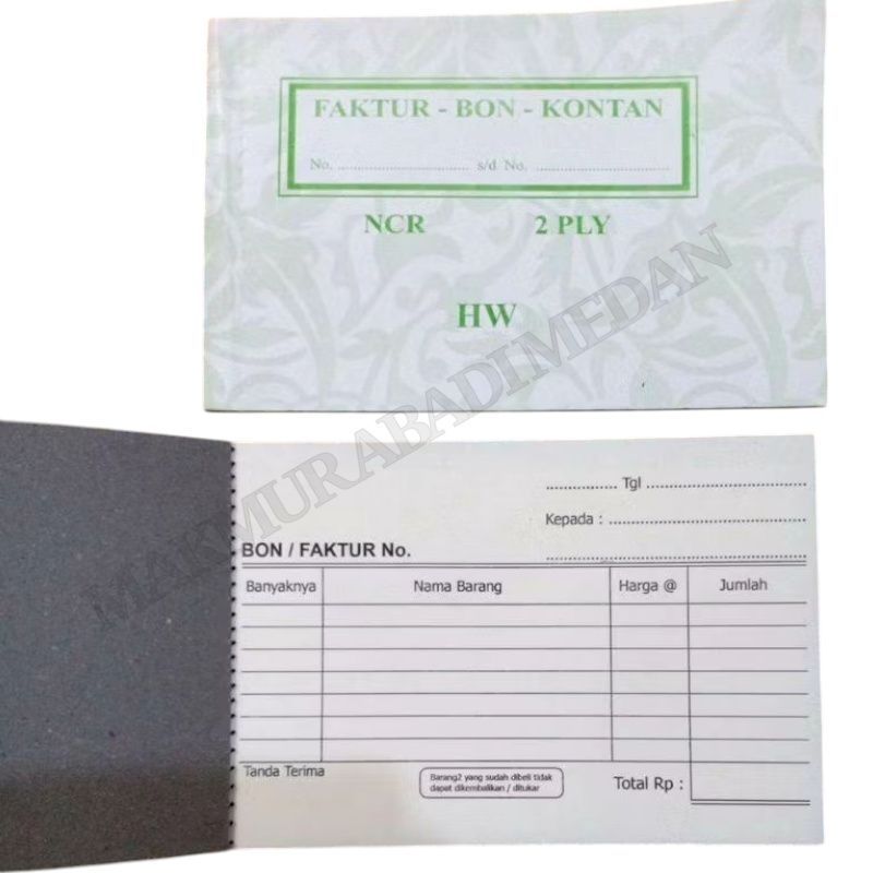Jual (1Pcs) Bon Faktur Rangkap 2 Ply Kecil HW Buku Nota Faktur Bon Kontan Tegak Miring | Shopee ...