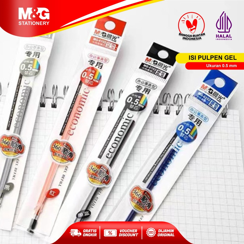 Jual M&G Isi Pulpen Gel Pen Stick Gel Refill Ukuran 0.5mm Pilihan Warna ...
