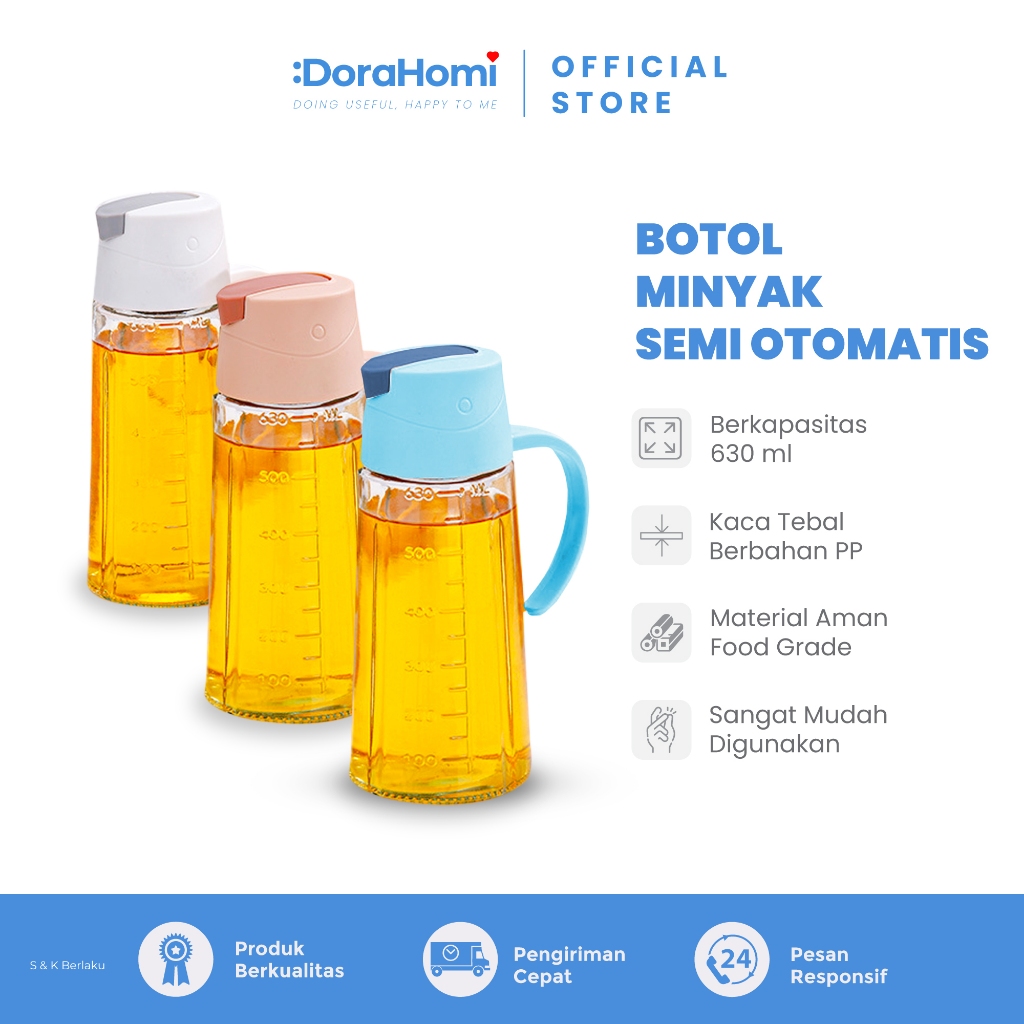 Jual DoraHomi Wadah Botol Minyak Goreng Kaca Aesthetic 630ml Buka Tutup ...
