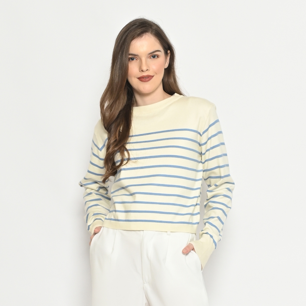 Jual QUEENTIN Sweater Wanita Rajut Crop 447 Stretch Cashmere Knit Motif ...