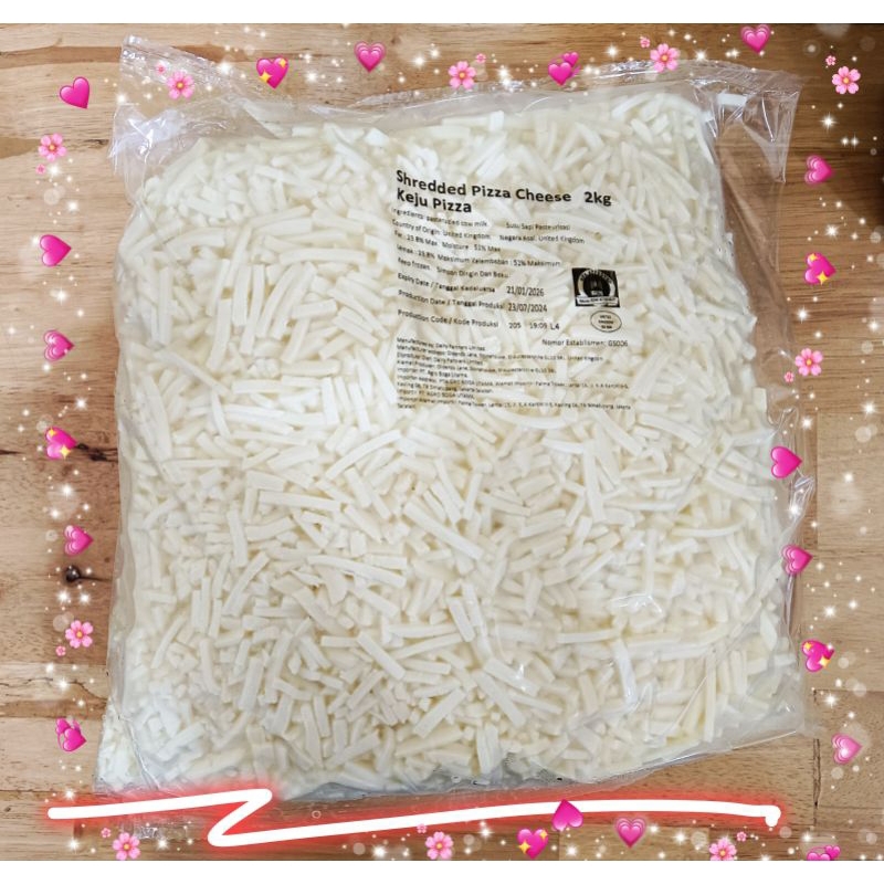 Jual MOZZARELLA PARUT 2kg DAIRY PARTNER/ SHREDDED PIZZA CHEESE/KEJU ...