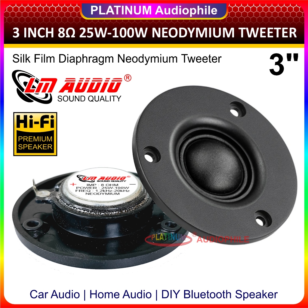 Jual Tweeter 3 Inch 74mm 25W-100W 4 ohm & 8 ohm Neodymium Silk Film ...