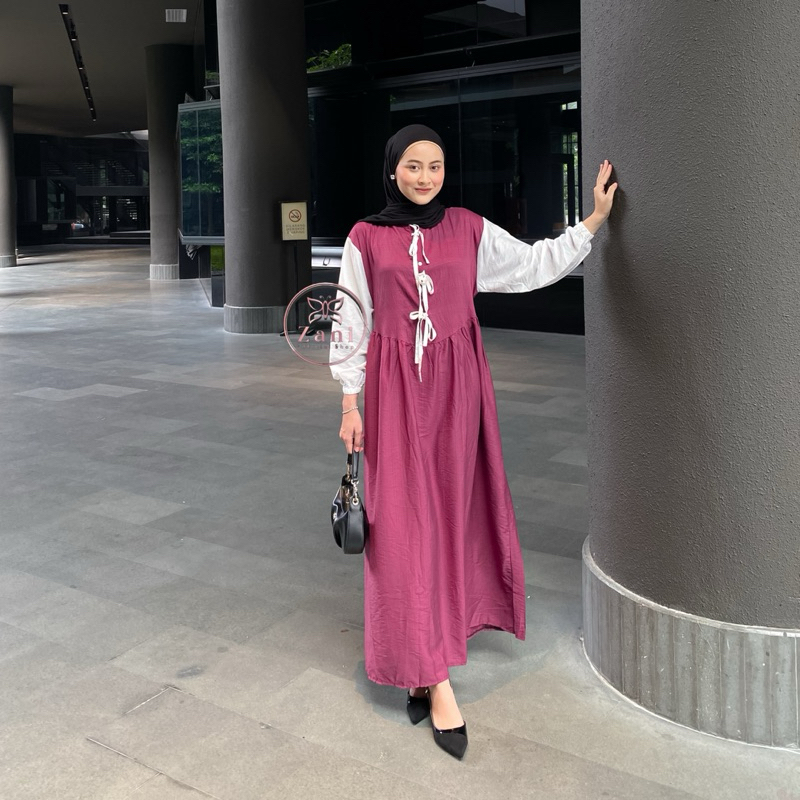 Jual Zani - Kesya Dress Coquette - Dress Pita Pololinen - Gamis Polos ...