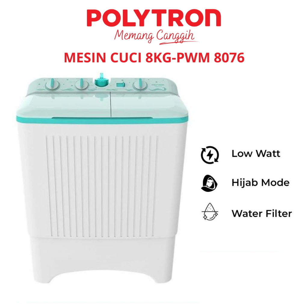 Jual POLYTRON Mesin Cuci & Pengering 2 Tabung 8KG PWM-8076 Washing ...