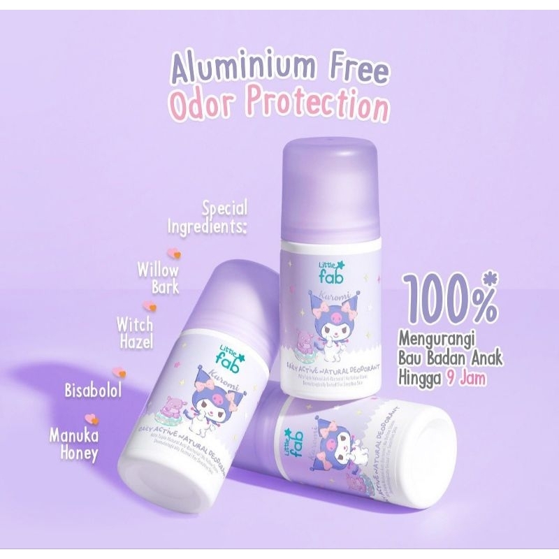 Jual Little Fab Kids Daily Active kuromi cinnamoroll Natural Deodorant ...
