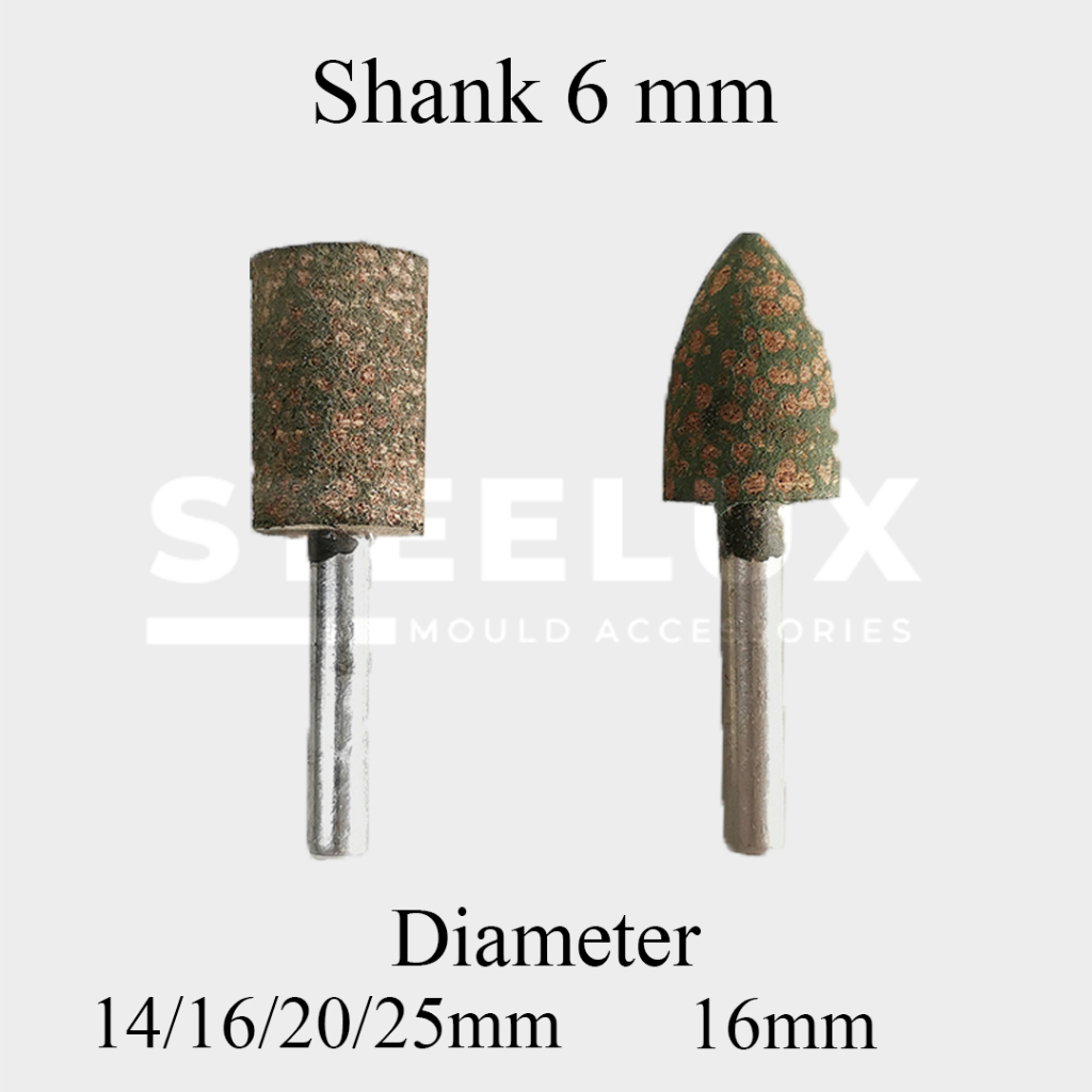 Jual Rubber Mounted Point Hijau Shank 6mm Tabung / Lancip 14mm 16mm ...