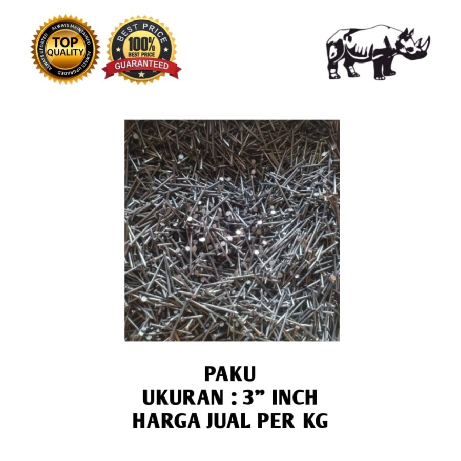 Jual PER KG PAKU BESI KAYU BADAK 3 INCH 3 inch PAKU KAYU CAP BADAK 3 ...