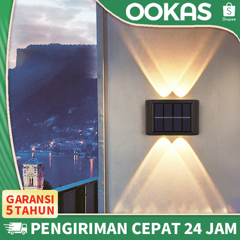 Jual OOKAS lampu dinding outdoor taman hias sensor tenaga surya light ...