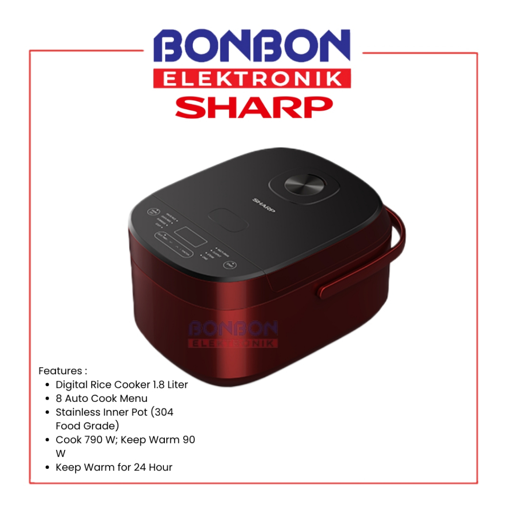 Jual Sharp Rice Cooker Digital 1.8L KS DF18RD / KS-DF18-RD / KS-DF18 Red Magic Com - 8 Auto Cook ...