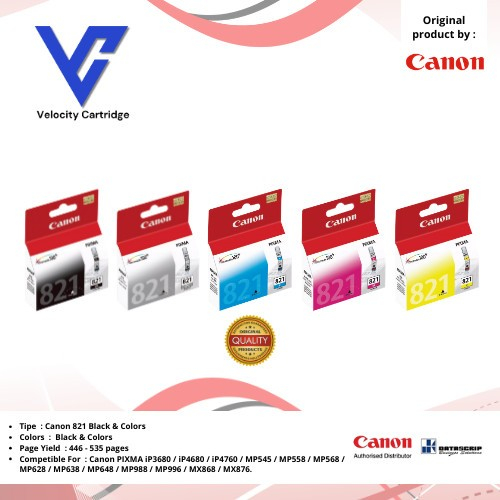 Jual Paket Tinta Canon PG 820 Black + CL 821 Colour (PG BK C M Y) Original | Shopee Indonesia