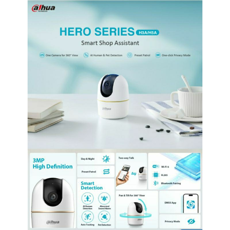 Jual Dahua H3A 3MP 2K A1 HERO indoor 2-way audio wifi pan & tilt ...