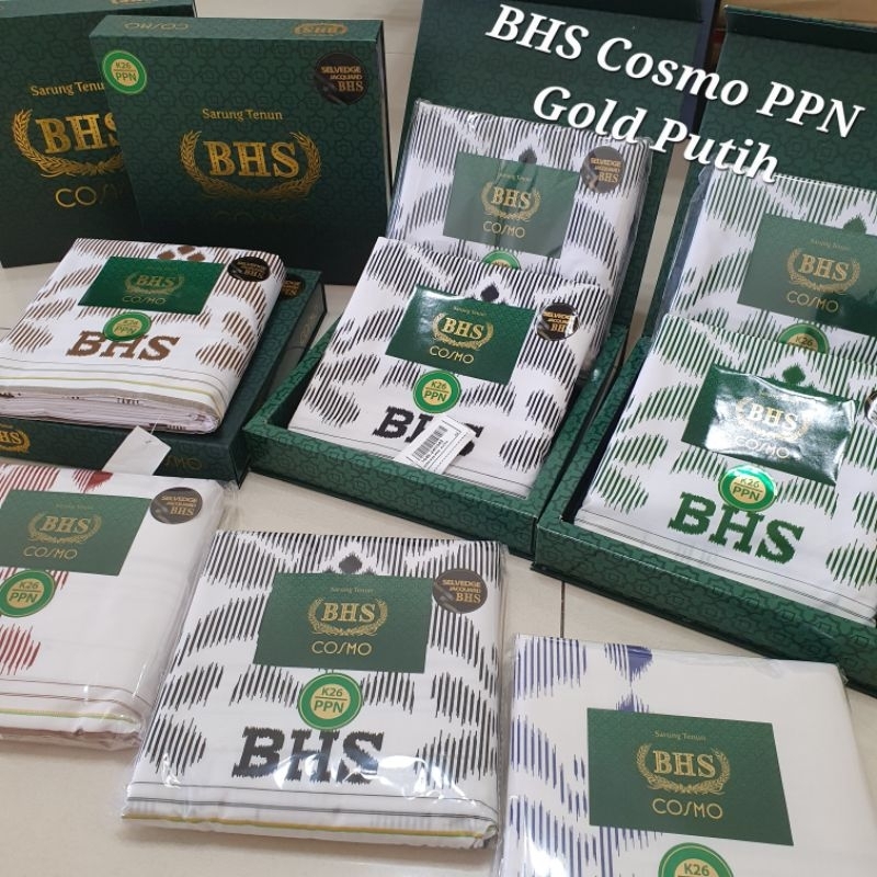Jual Sarung BHS Cosmo K26 PPN Gold.warna putih polos | Shopee Indonesia