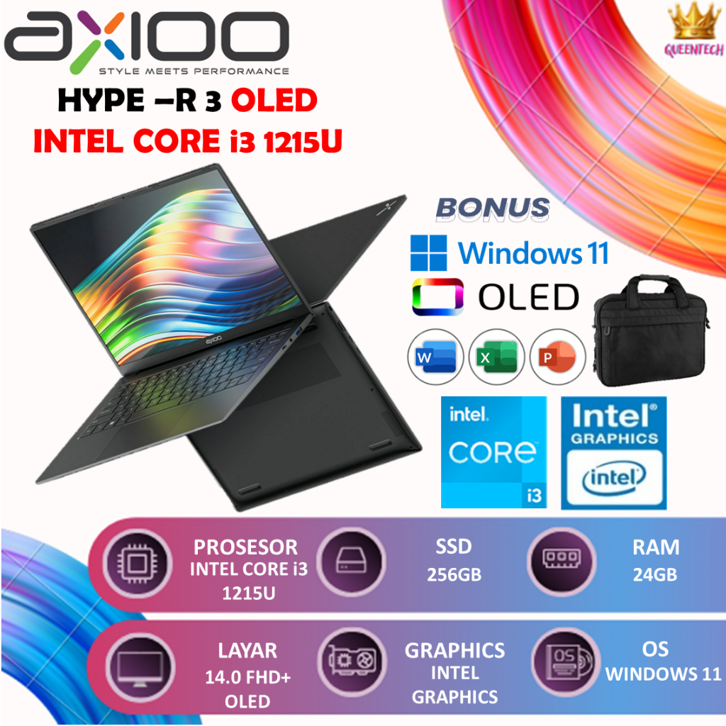 Jual Axioo HYPE-R 3 OLED UNDER 1KG Intel Core i3 1215U [24GB/256GB] Windows 11 Home 14.0 FHD ...
