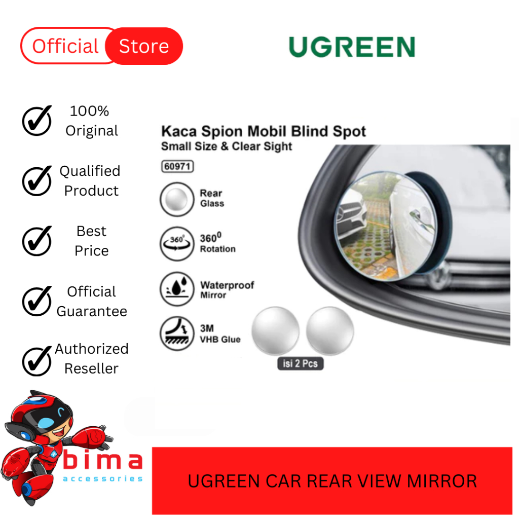 Jual UGREEN Kaca Spion Mini Blind Spot Mirror Kaca Cembung Waterproof ...