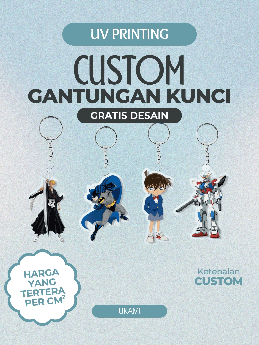 Jual Custom Keychain UV Printing Acrylic Gantungan Kunci Akrilik Free ...