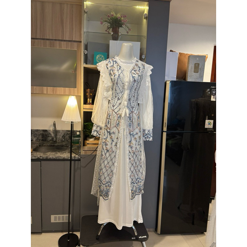 Jual Asher one set outer brukat tile setelan gamis Lebaran kekinian ...