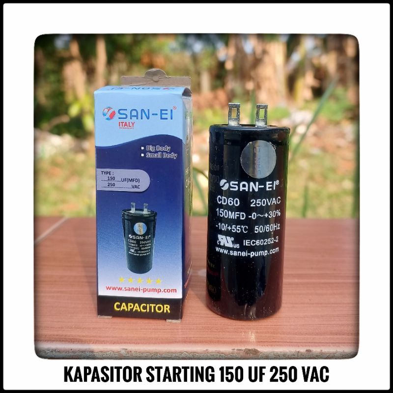 Jual kapasitor motor starting socket 2 pin 150uf 250V SE | Shopee Indonesia