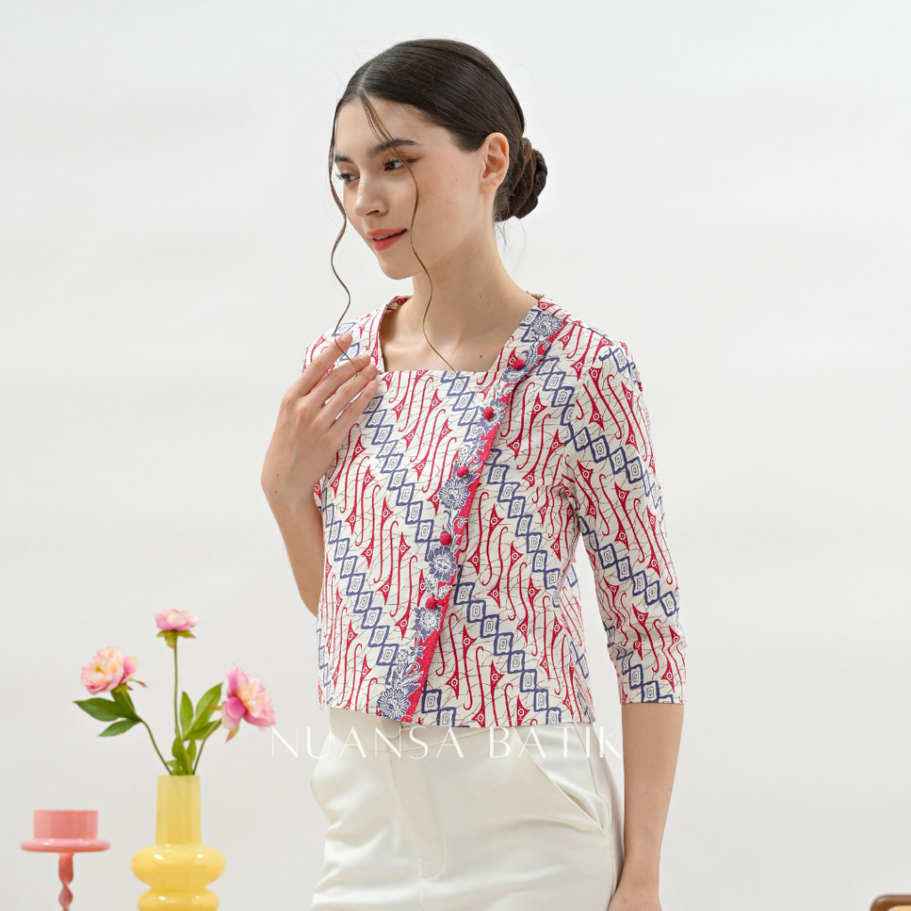 Jual Nuansa Batik Blouse Batik Model Crop Lengan 7/8 Bahan Katun ...