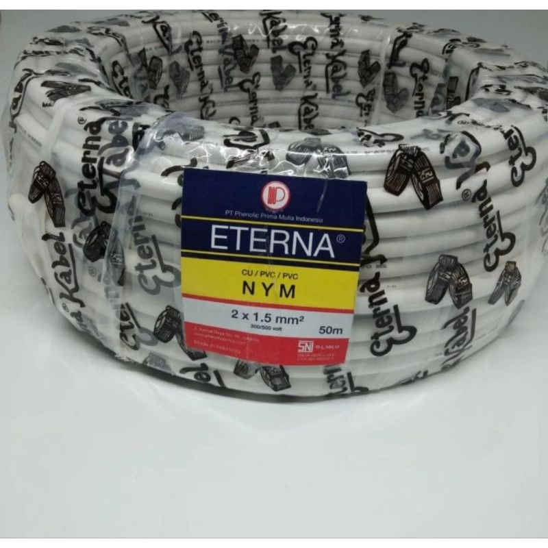 Jual Kabel Eterna Original NYM 2X1.5 NYM 2X1,5 Kawat Tembaga Panjang 50 meter | Shopee Indonesia