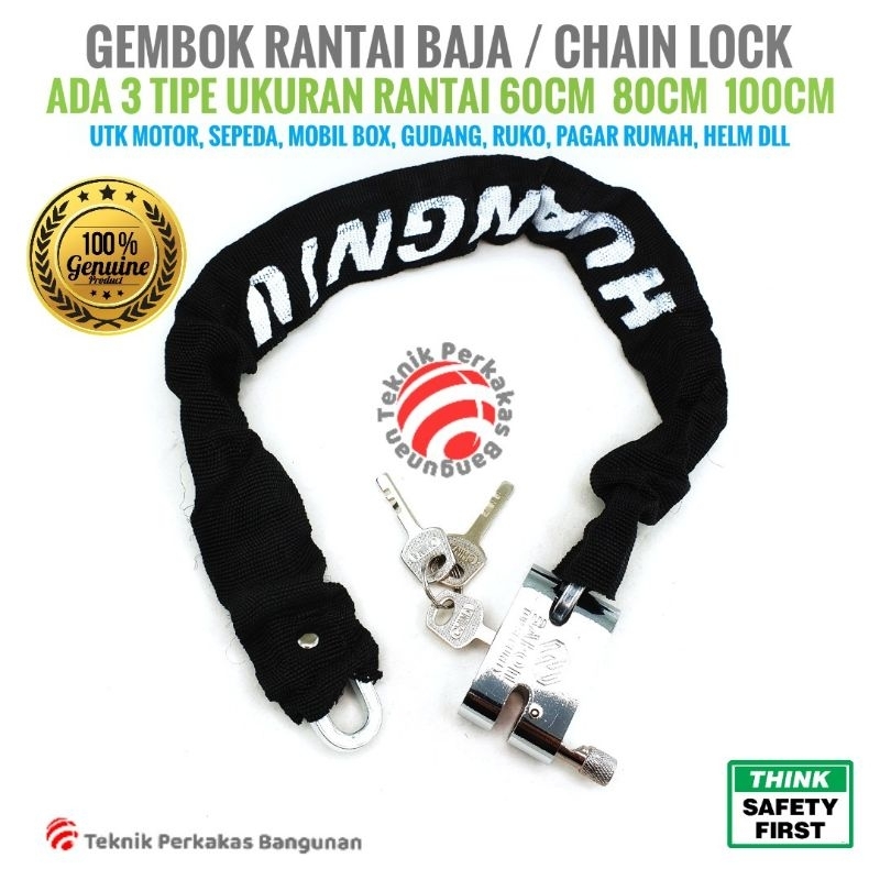 Jual Gembok Rantai Baja /Pagar/Motor/mobil box/ rumah/Gudang/Chain Lock ...