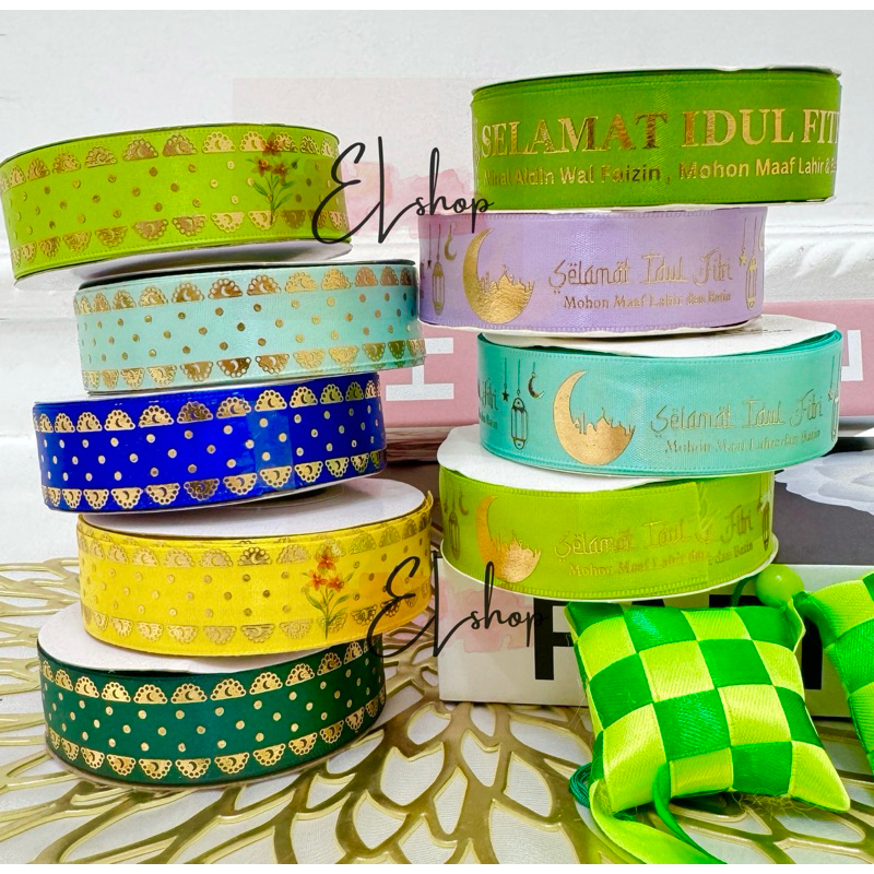 Jual PITA ROLL SATIN 25 YARD PITA LEBARAN PITA EID MUBARAK PITA ISLAMI ...