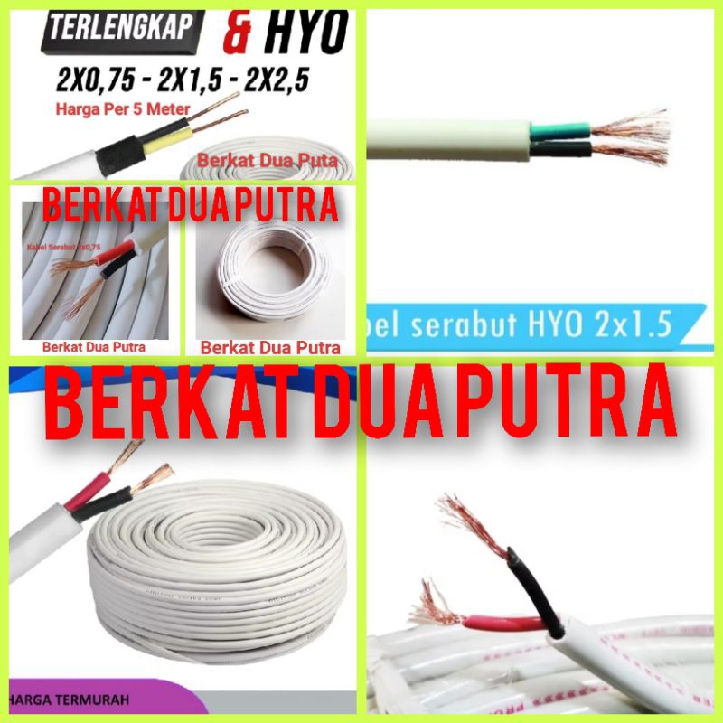Jual Kabel Serabut Putih Audio Listrik NYMHY 2x1.5 Per 5 meter | Shopee Indonesia
