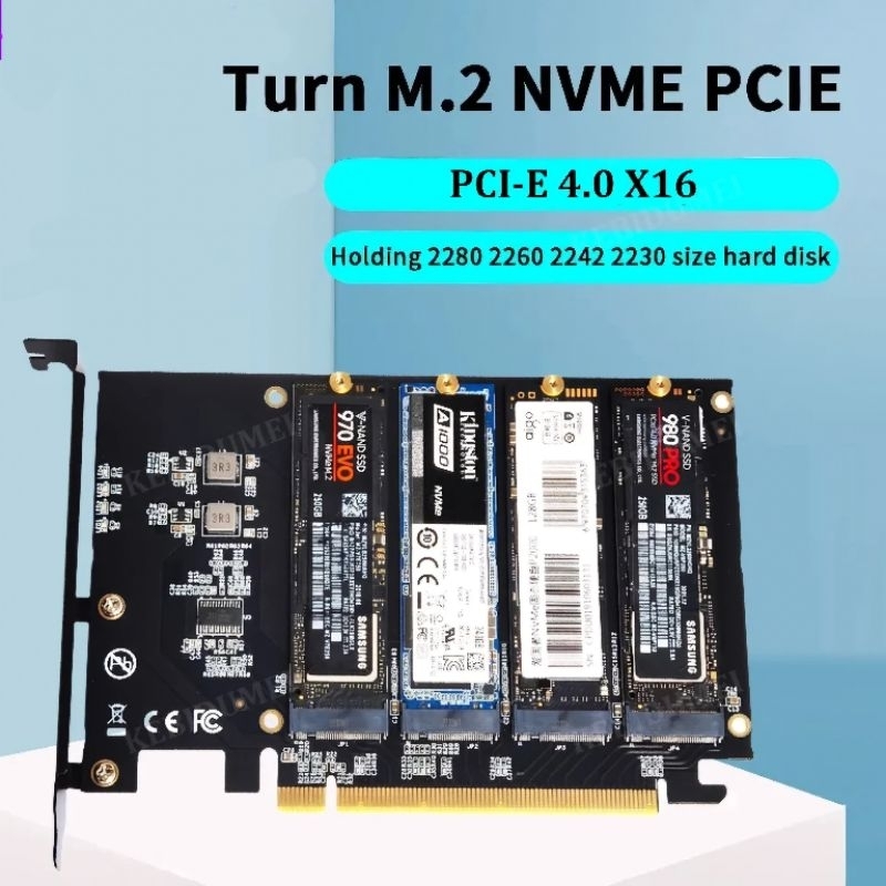 Jual PCIE 4.0 x16 Adapter SSD M.2 NVME M-key x4 slot Expansion card ...