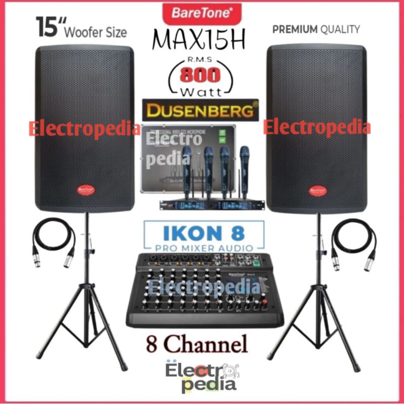 Jual Paket Sound System Speaker Aktif 15inch Baretone Max15H Mixer ...