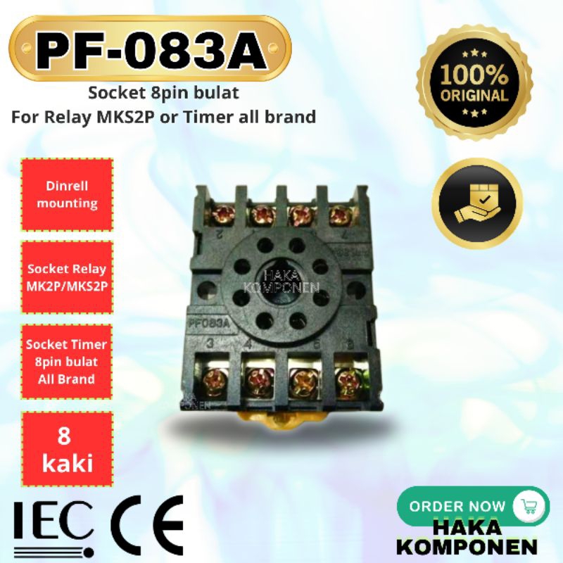 Jual PF-08AE fort socket relay 8pin bulat for relay mks2p or timer all brand | Shopee Indonesia