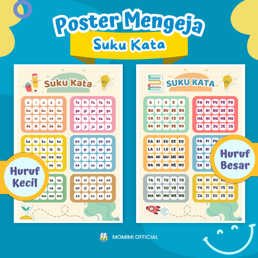 Jual Poster Belajar Mengeja Suku Kata Huruf Besar Huruf Kecil Alfabet ...