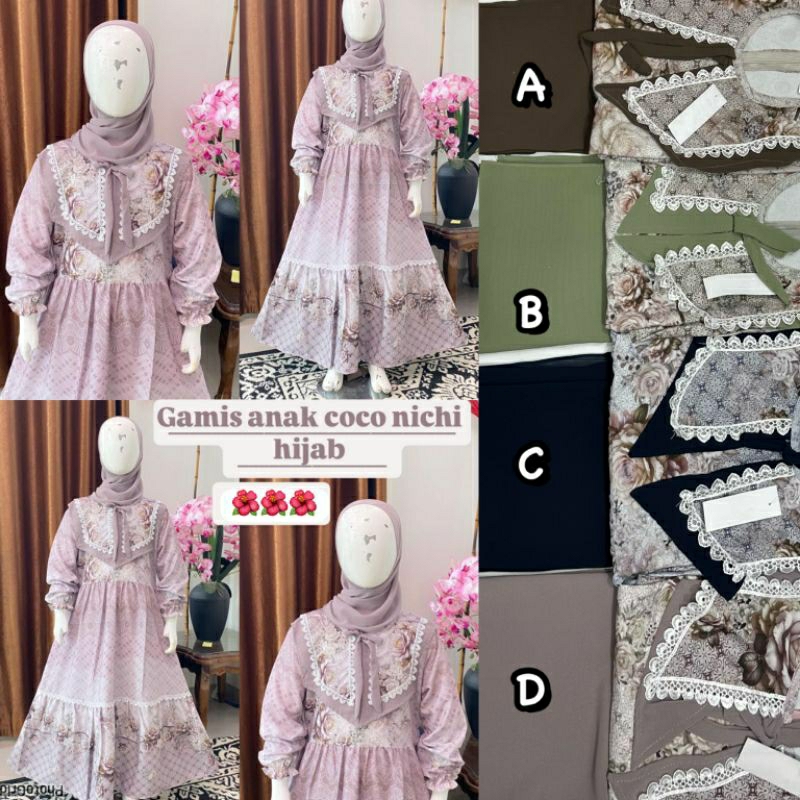 Jual gamis anak set jilbaba usia 5 sampai 6 tahun premium | Shopee ...