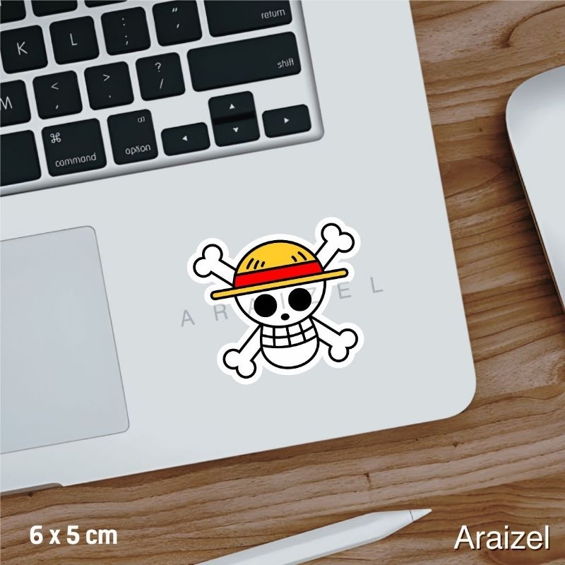 Jual Sticker Stiker Jolly Roger Mugiwara pirate topi jerami One piece ...