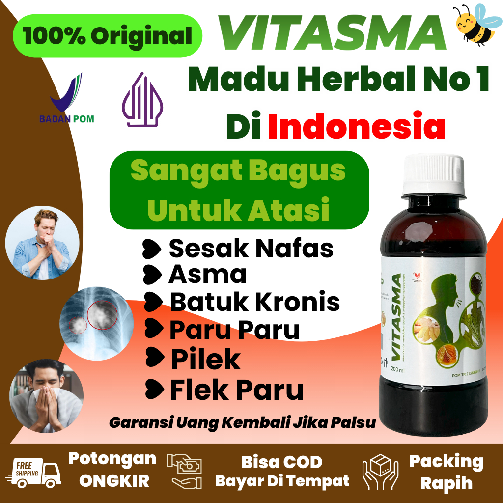 Jual Vitasma Original 1 Botol Madu Obat Batuk Berdahak Pilek Flu Asma ...
