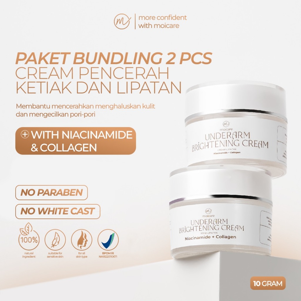 Jual MOICARE PAKET BUNDLING 2 PCS Underarm Cream Whitening Niacinamide ...