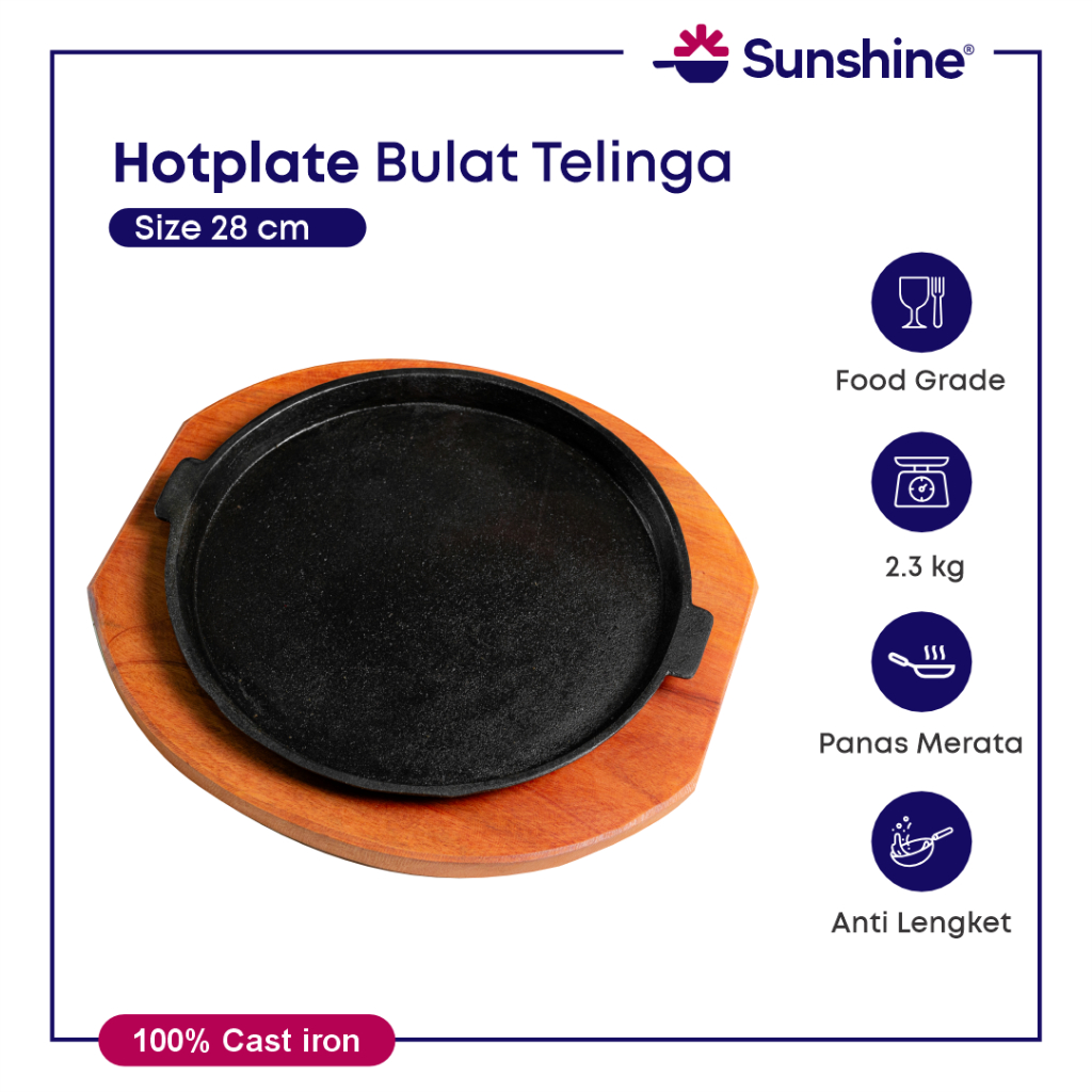 Jual Cast Iron Hot Plate Steak / Piring Steak Bulat Telinga Jumbo 28 cm ...