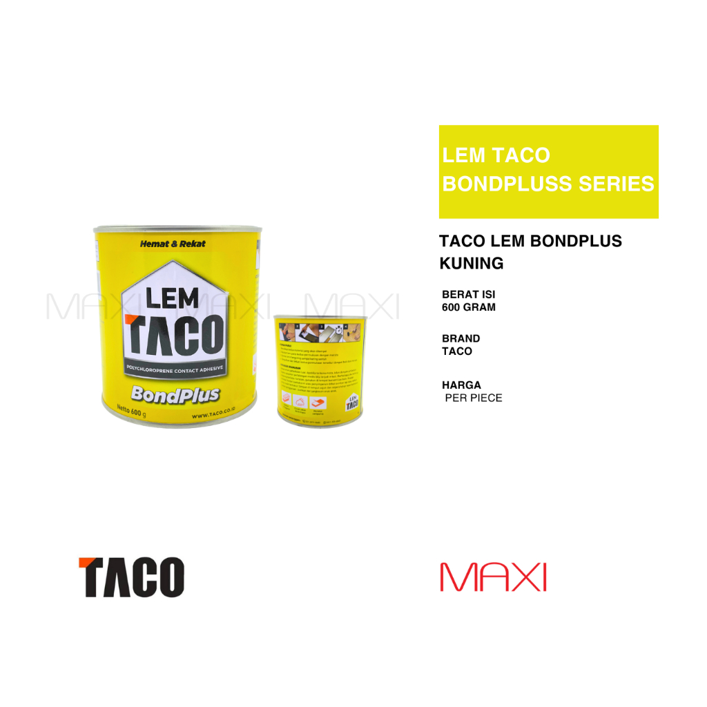 Jual LEM TACO BONDPLUS KUNING 600 GRAM | Shopee Indonesia