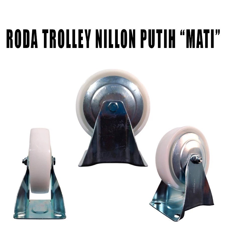 Jual PAKET Roda Trolley Nilon Putih ( Hidup, Rem, Mati ) UKURAN 3 ...