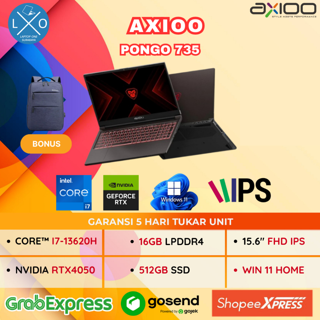 Jual Laptop Axioo Pongo 735 RTX3050 6GB i7 13620H 32GB 1TB 15.6" Full ...