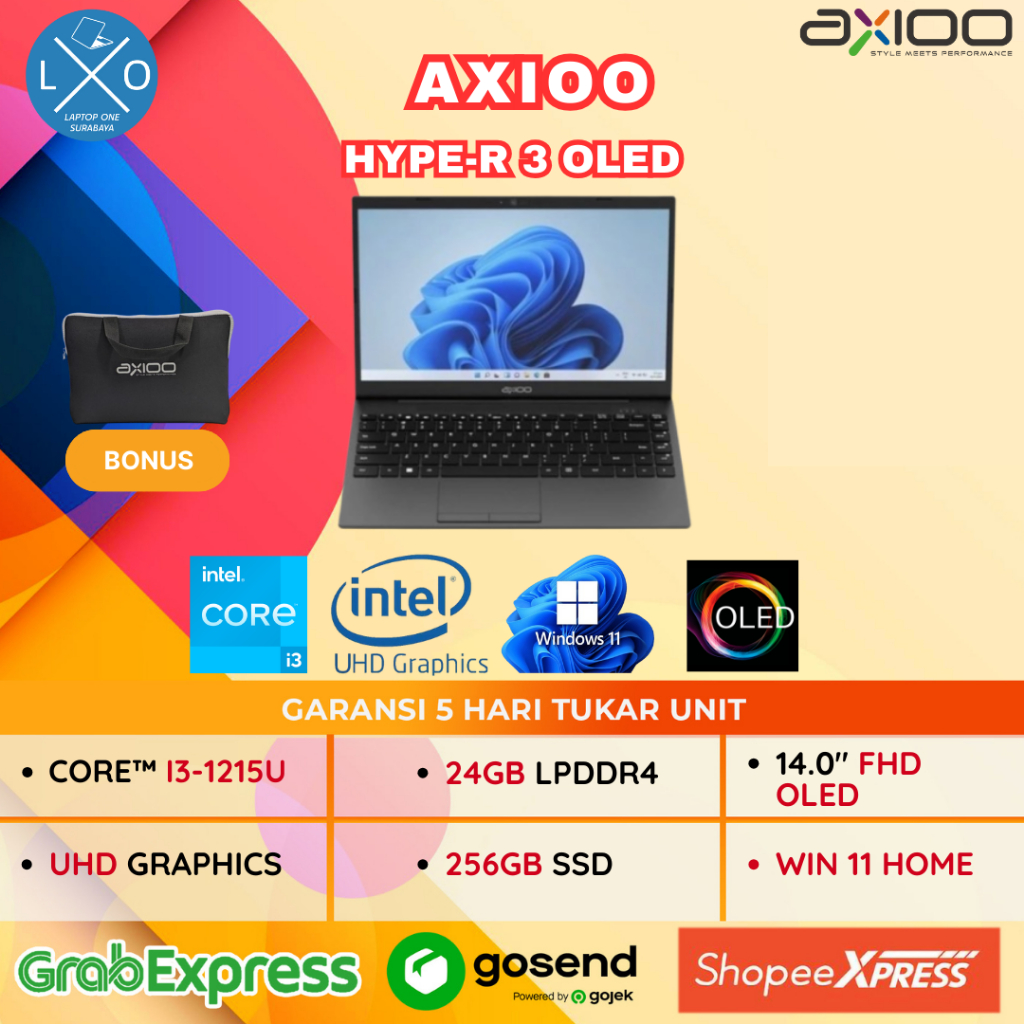 Jual Laptop Axioo Hype R 3 OLED i3 1215U 24GB 256GB 14.0" Full HD ...