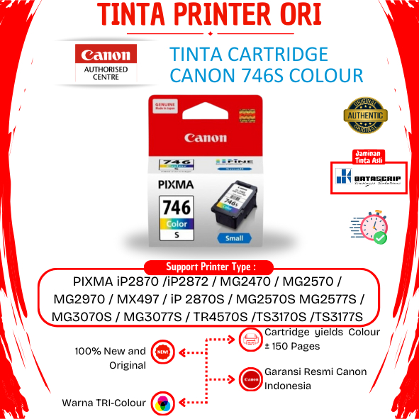 Jual Tinta Canon CL-746s Colour | 746 Small Warna Original Ink ...