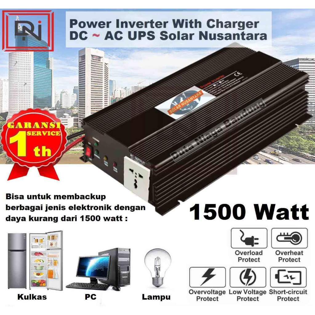 Jual Inverter 1500 Watt 24VDC with Charger Power Inverter modofied sine ...