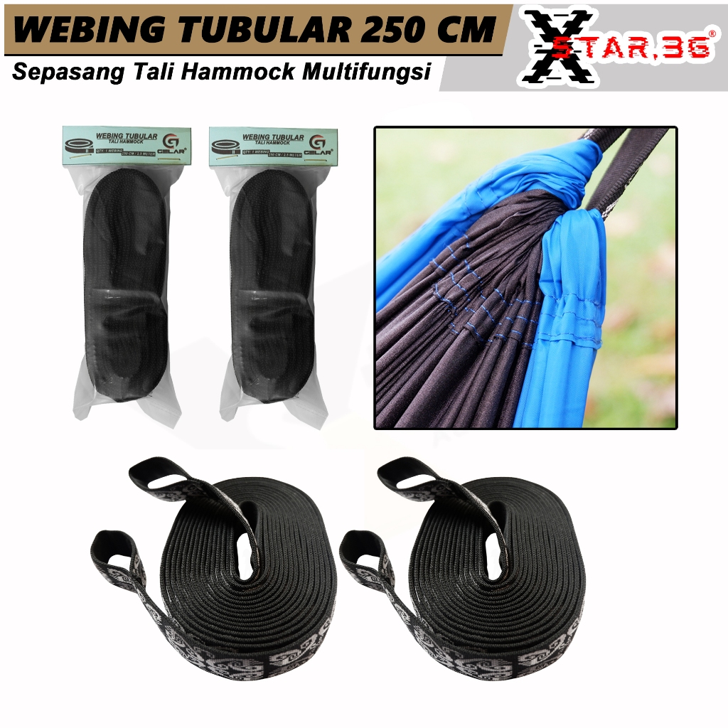 Jual webbing tubular 250 x 2.5 cm tali hammock webing tubular sepasang ...