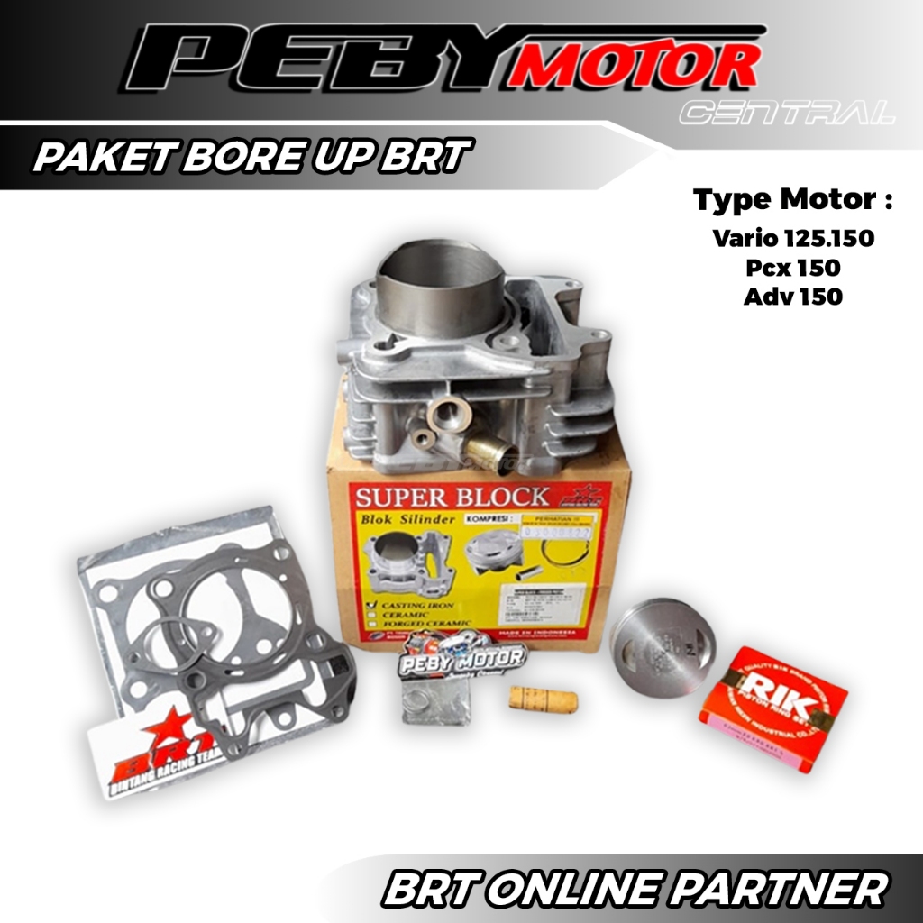 Jual BORE UP BRT 3 VARIO 125 150 PCX ADV BLOK PISTON DOUBLE COLER CAST ...