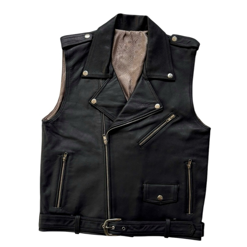 Jual Double Collar Leather Vest Kulit Asli | Shopee Indonesia