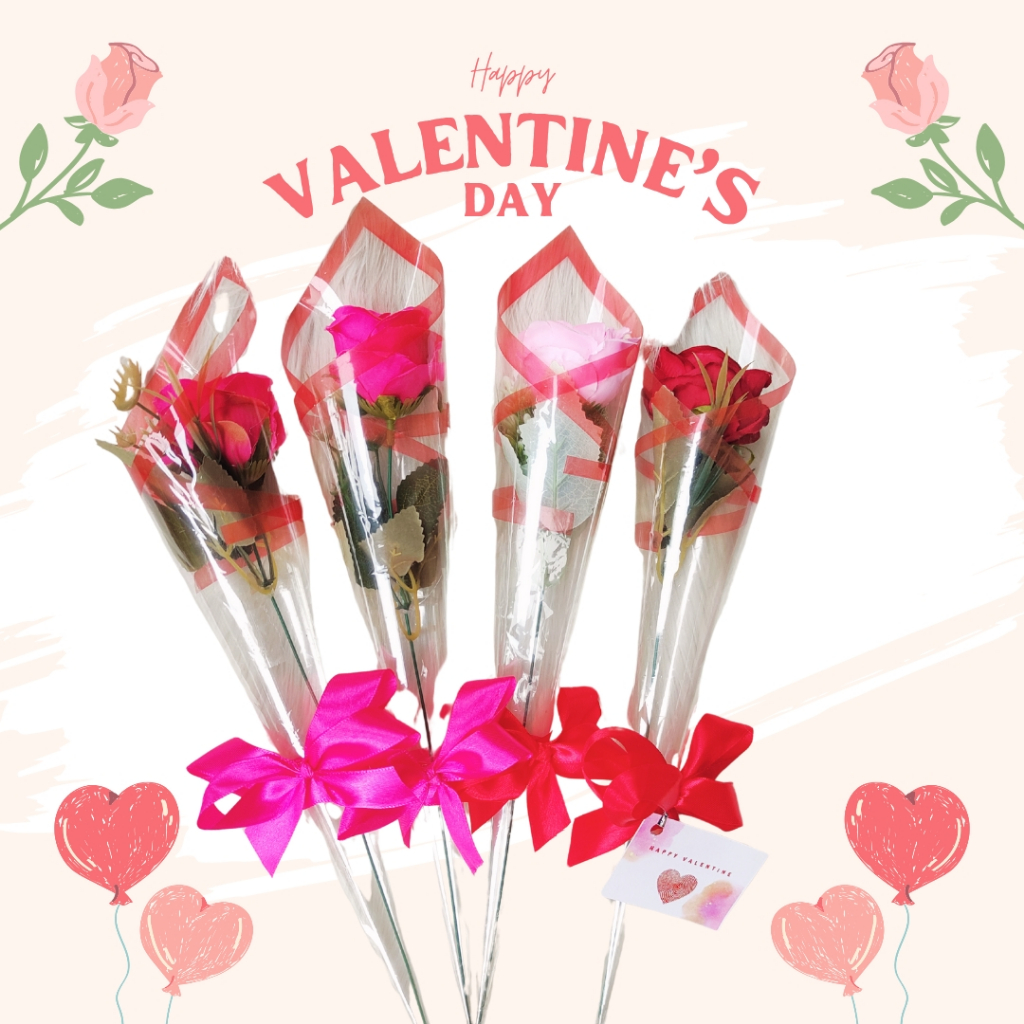 Jual BUKET MAWAR SINGLE ROSE TERMURAH FREE KARTU UCAPAN EDISI VALENTINE ...