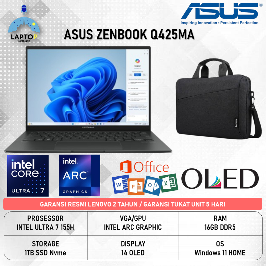 Jual Laptop Asus Zenbook 14 OLED Q425MA Ultra 7 155H 16GB 1TB Intel ARC ...