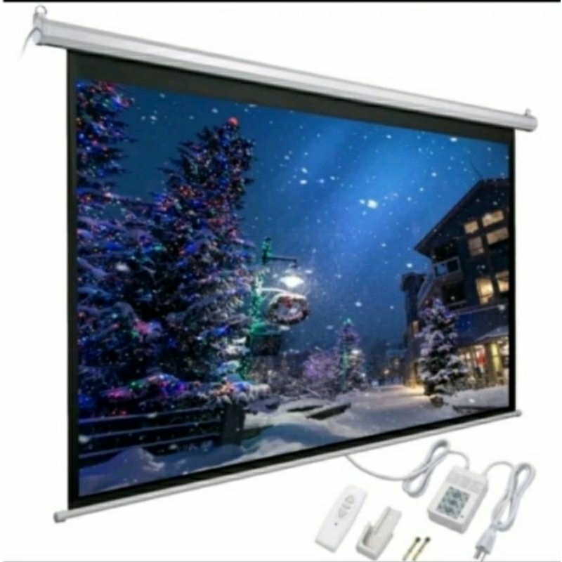 Jual layar screen proyektor elektrik 70 in motorized (178 x 178 ...
